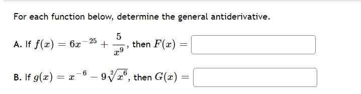 Solved For each function below, determine the general | Chegg.com