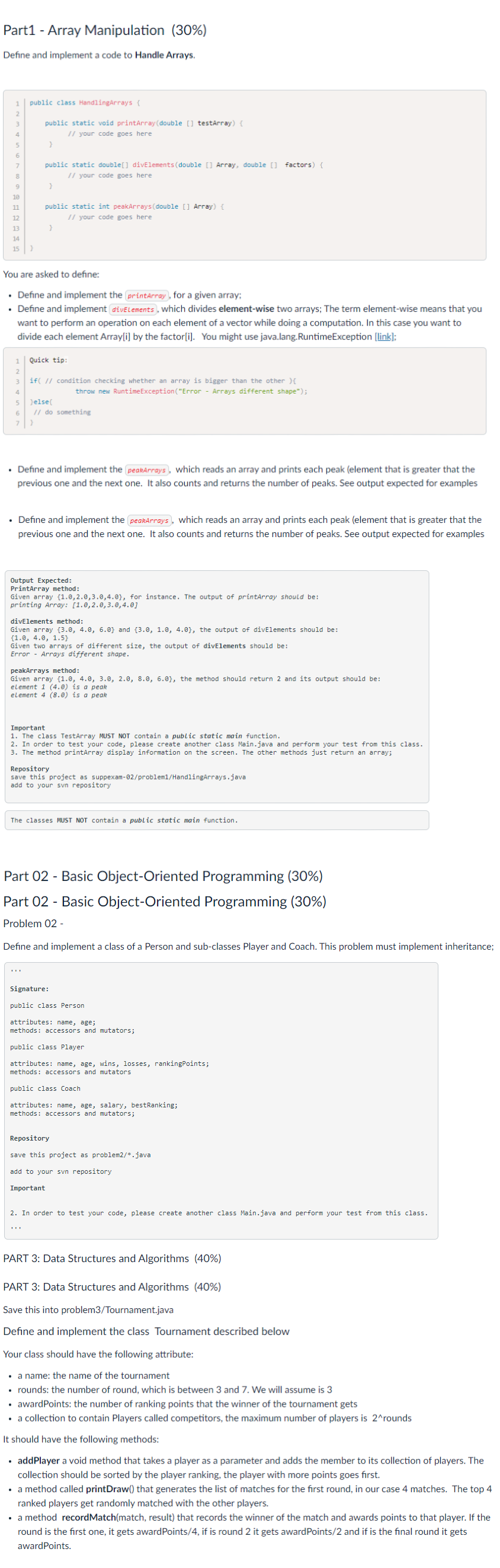 Solved Part1 Array Manipulation 30 Define And Implement