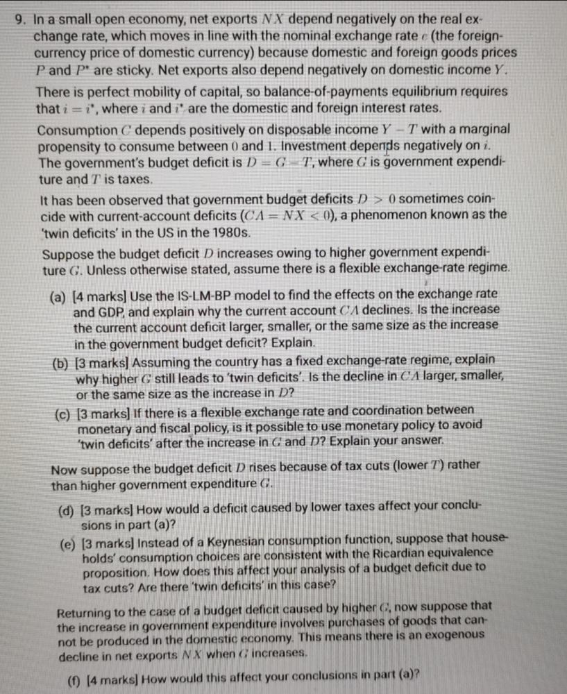 Solved In a small open economy, net exports NX depend | Chegg.com