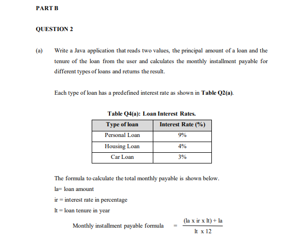 Solved PART B QUESTION 2 (a) Write a Java application that | Chegg.com