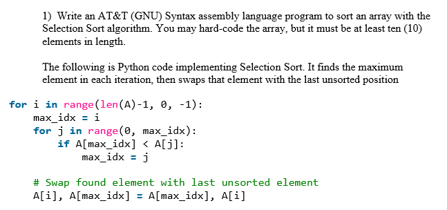 Solved 1 Write An Atandt Gnu Syntax Assembly Language