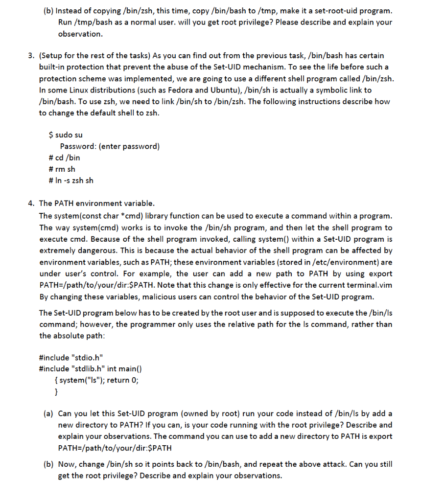 Lab 1: Set-UID Program Vulnerability Copyright© | Chegg.com