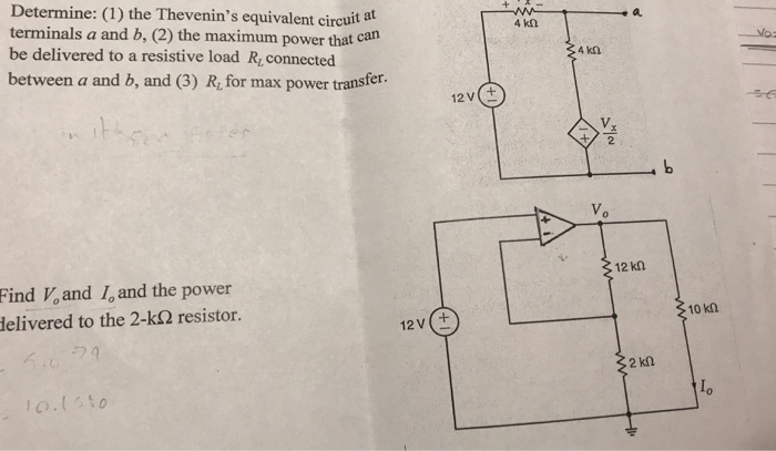Solved Determine: (1) the Thevenin's equivalent circuit at | Chegg.com