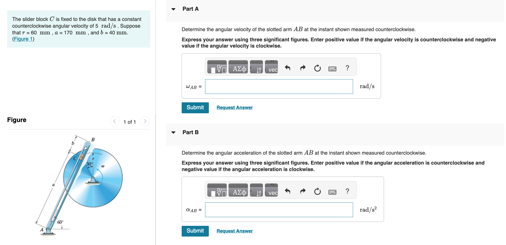 Solved The slider block C is fixed to the disk that has a | Chegg.com