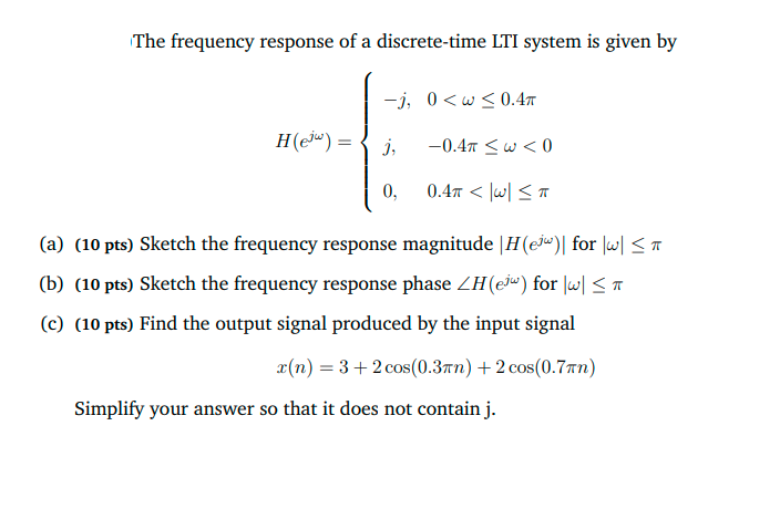 Solved The frequency response of a discrete-time LTI system | Chegg.com