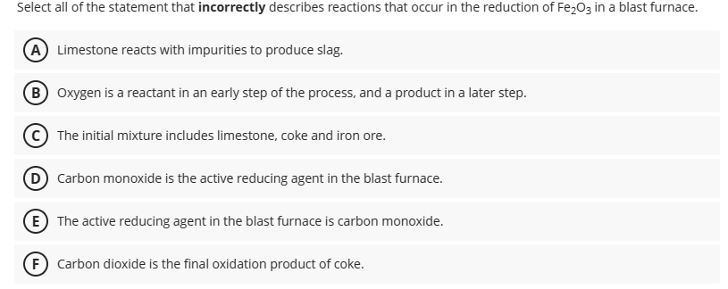 Solved Select all of the statement that incorrectly | Chegg.com