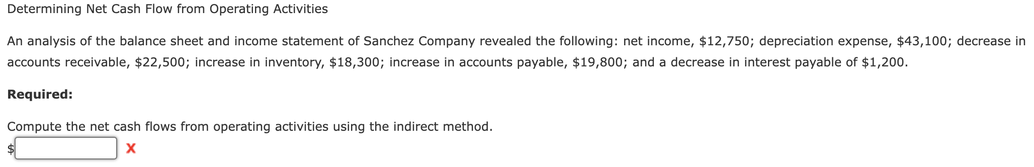 Solved Determining Net Cash Flow from Operating Activities | Chegg.com