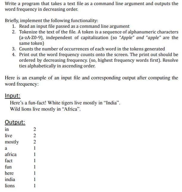 Solved Write A Program That Takes A Text File As A Command
