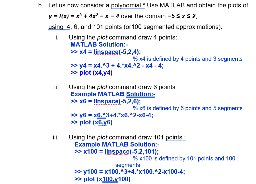 Solved b. Let us now consider a polynomial.* Use MATLAB and | Chegg.com