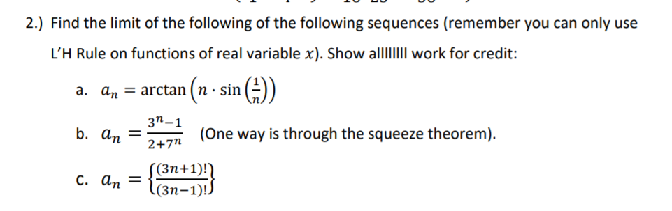 Solved LU U UU 2.) Find the limit of the following of the | Chegg.com