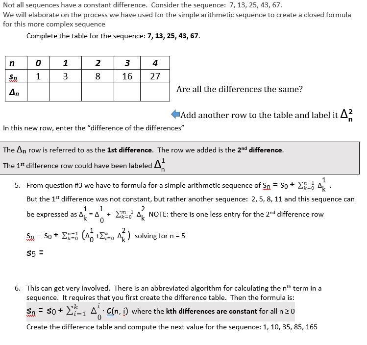 Solved Not all sequences have a constant difference. | Chegg.com