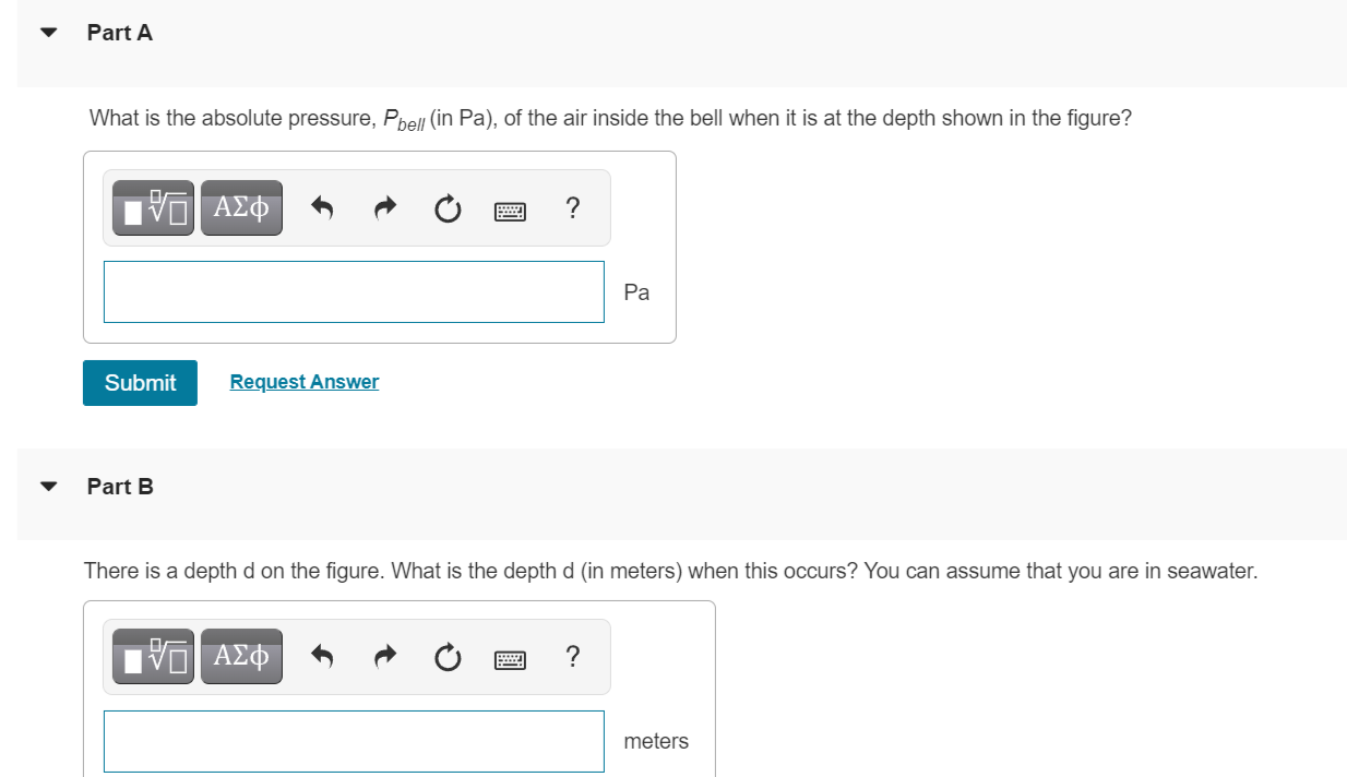 Solved A diving bell (an upside-down container) is initially | Chegg.com