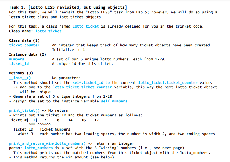 Solved Task 1 Lotto Less Revisited But Using Objects For 3946