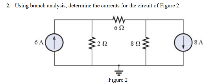 Solved 2. Using branch analysis, determine the currents for | Chegg.com