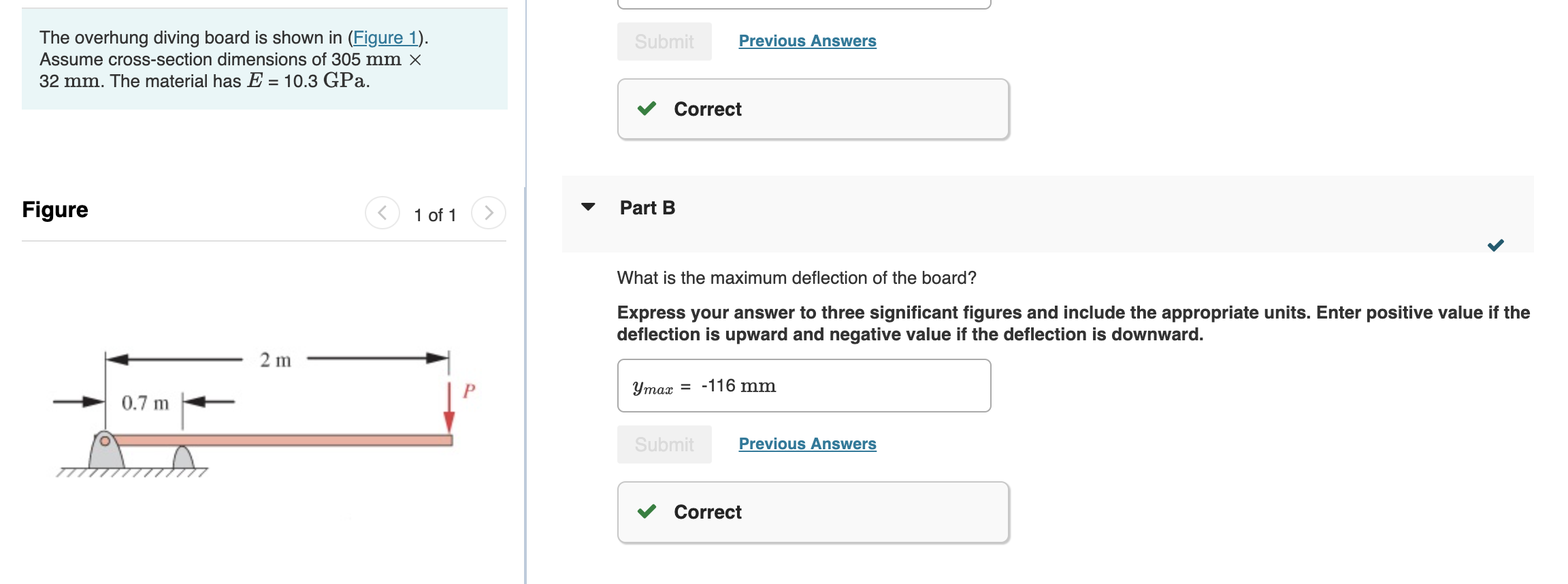 Solved The overhung diving board is shown in Assume | Chegg.com