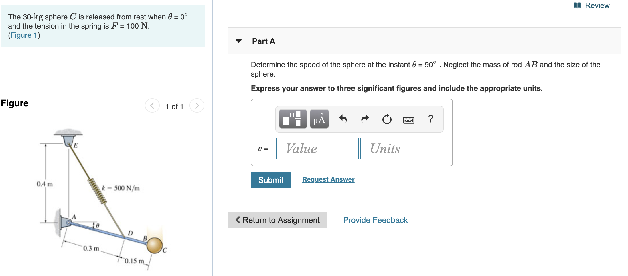 Solved Review The 30-kg sphere C is released from rest when | Chegg.com