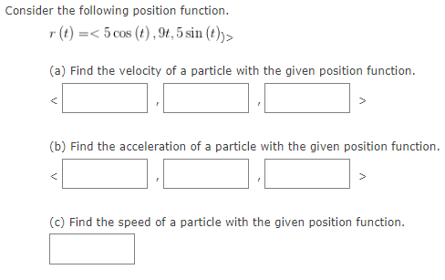 Solved Consider the following position function. | Chegg.com