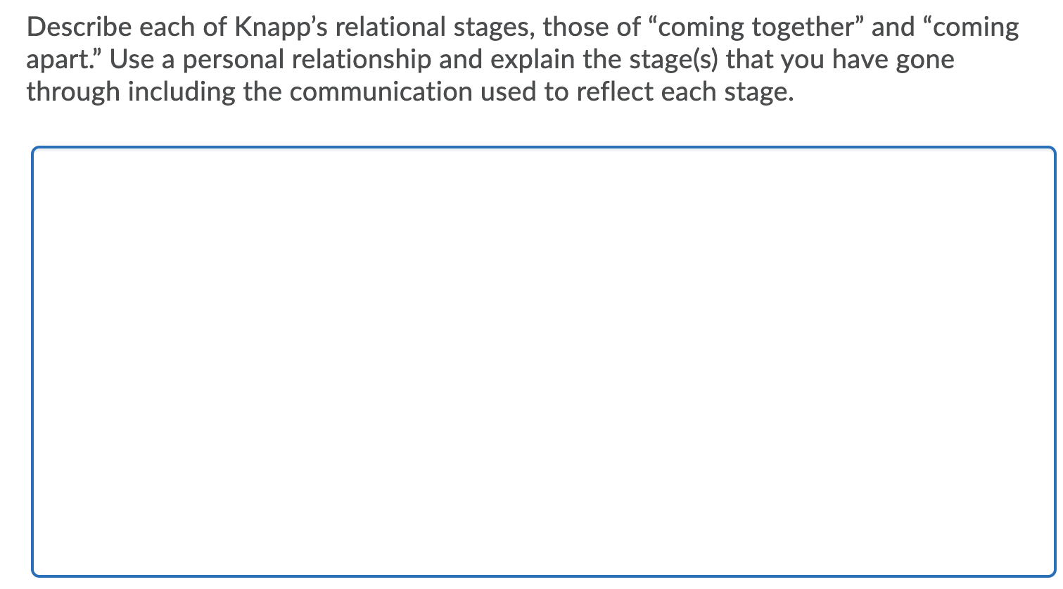 Describe each of Knapp's relational stages, those of | Chegg.com
