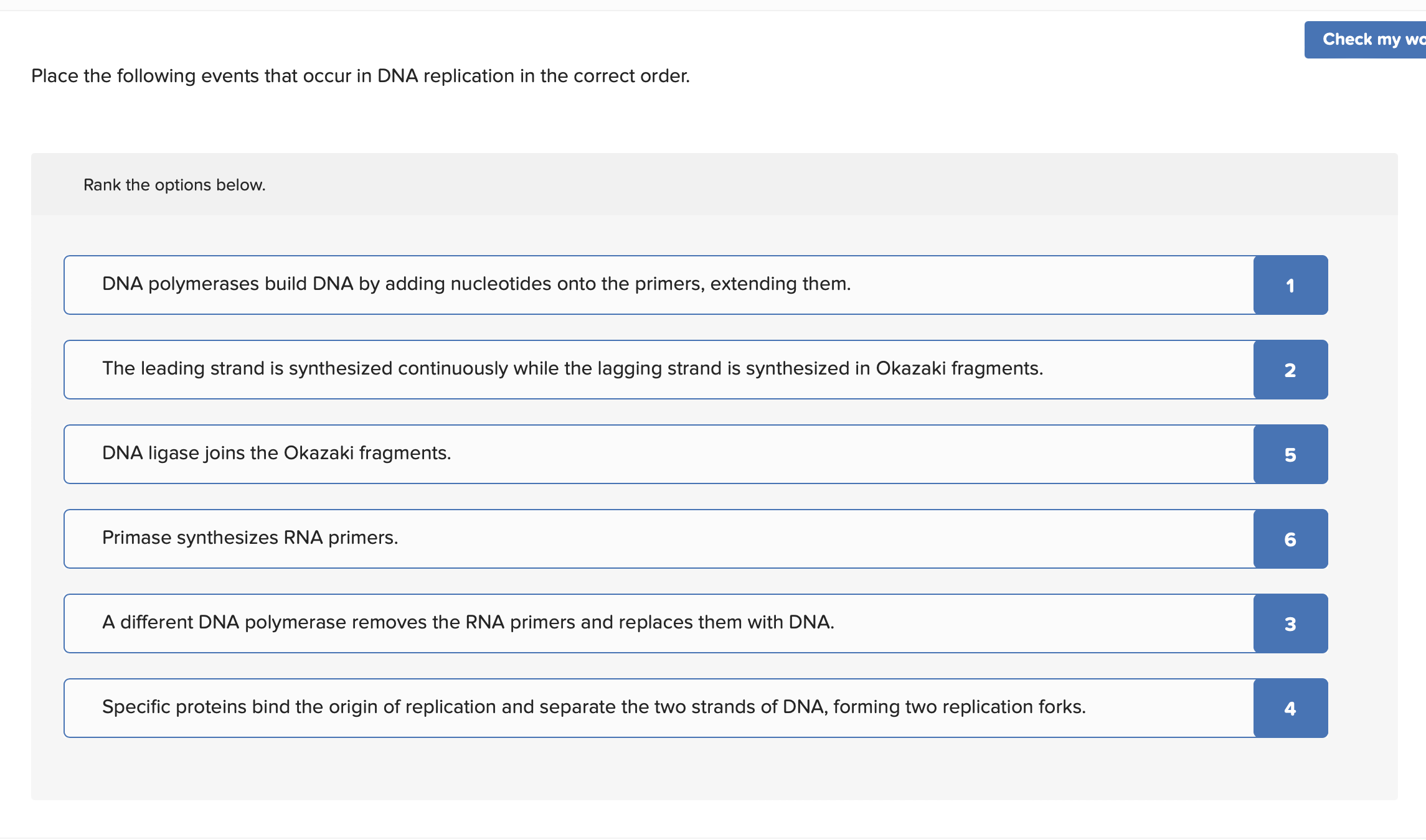 Solved Place the following events that occur in DNA | Chegg.com
