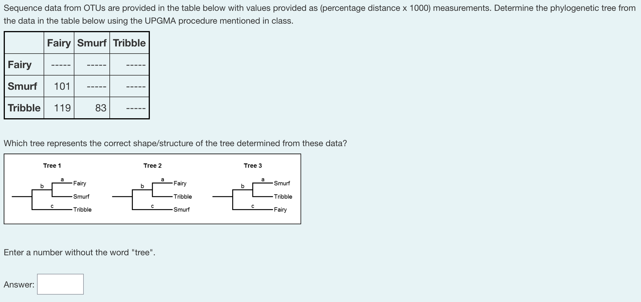 Solved Sequence data from OTUs are provided in the table | Chegg.com