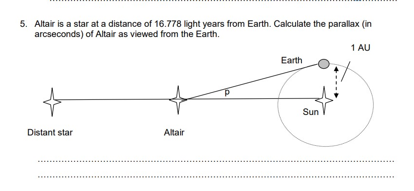 Solved Altair is a star at a distance of 16.778 light years | Chegg.com