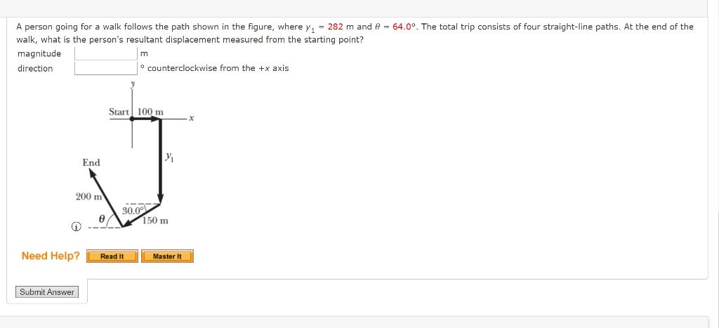 Solved A person going for a walk follows the path shown in | Chegg.com