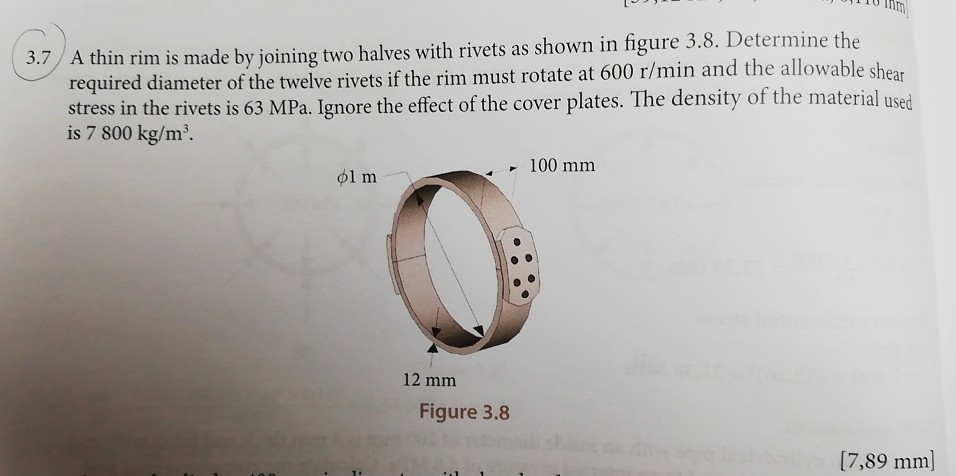 Solved A thin rim is made by joining two halves with rivets | Chegg.com