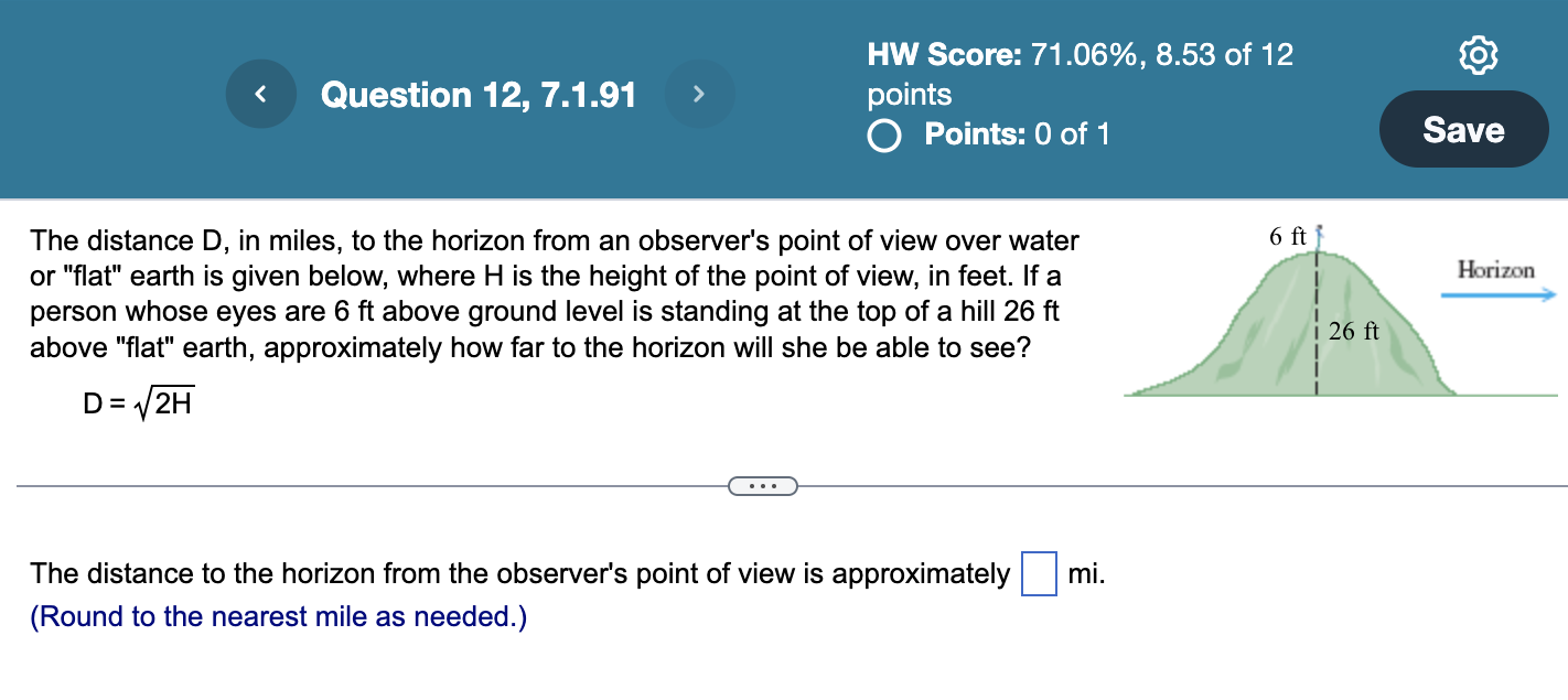 Solved The distance D, in miles, to the horizon from an | Chegg.com