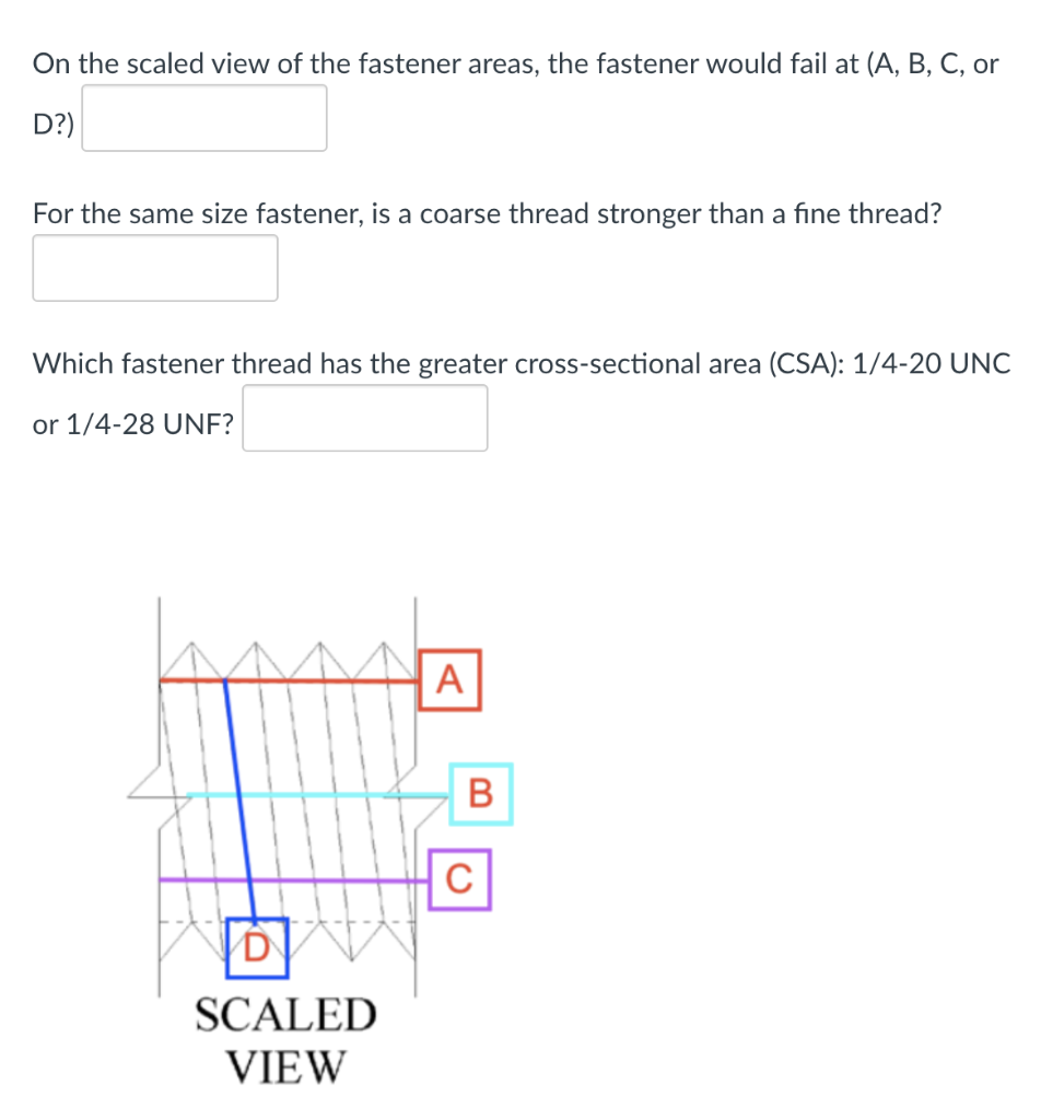 Solved On the scaled view of the fastener areas, the | Chegg.com