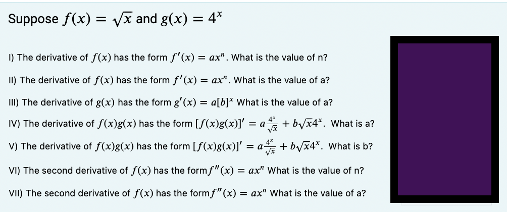 Solved Suppose f(x)=x and g(x)=4x l) The derivative of f(x) | Chegg.com