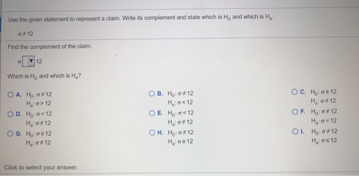 Solved Use the given statement to represent a claim. Write | Chegg.com