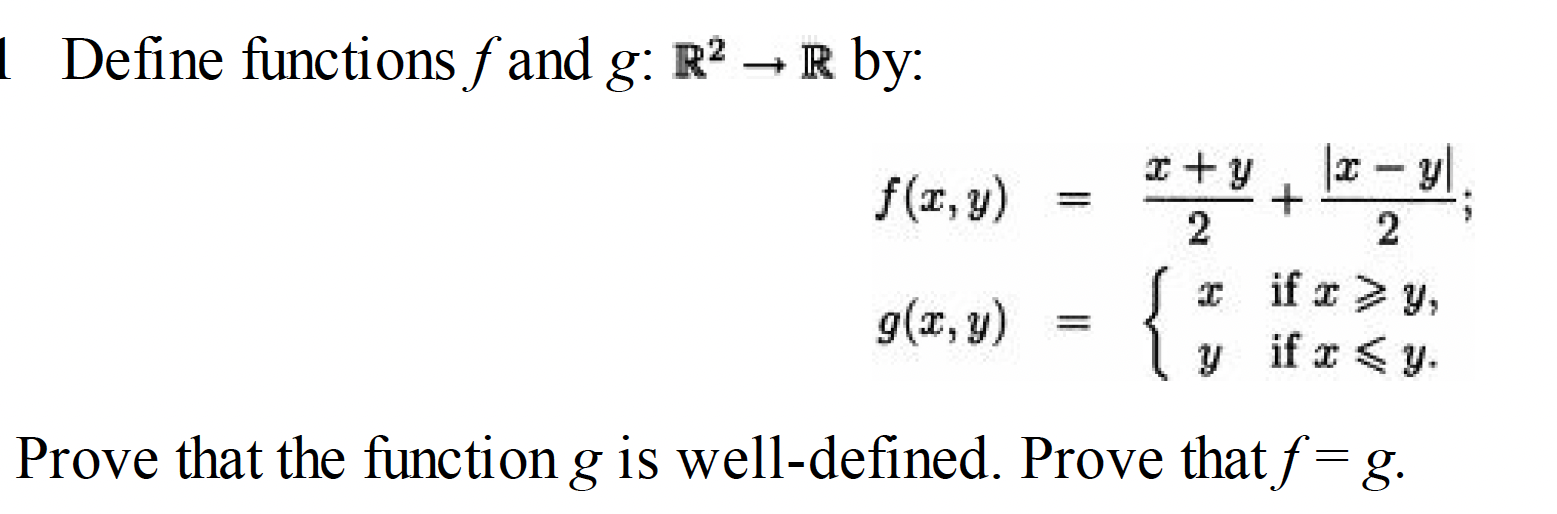 Solved Define functions f and g:R2→R by: | Chegg.com
