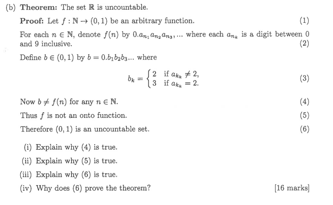 Solved (b) Theorem: The set R is uncountable. Proof: Let | Chegg.com