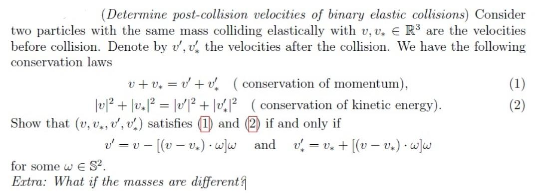 Solved (Determine post-collision velocities of binary | Chegg.com