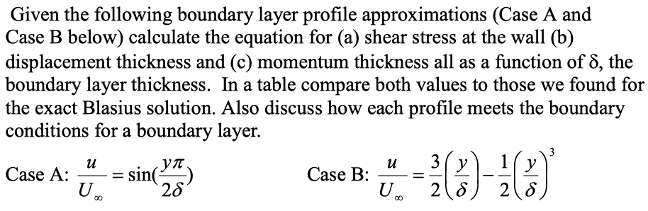 Solved Given the following boundary layer profile | Chegg.com