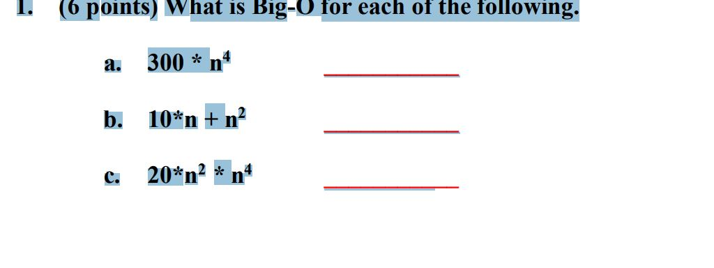 Solved (6 points) What is Big-U for each of the following. | Chegg.com