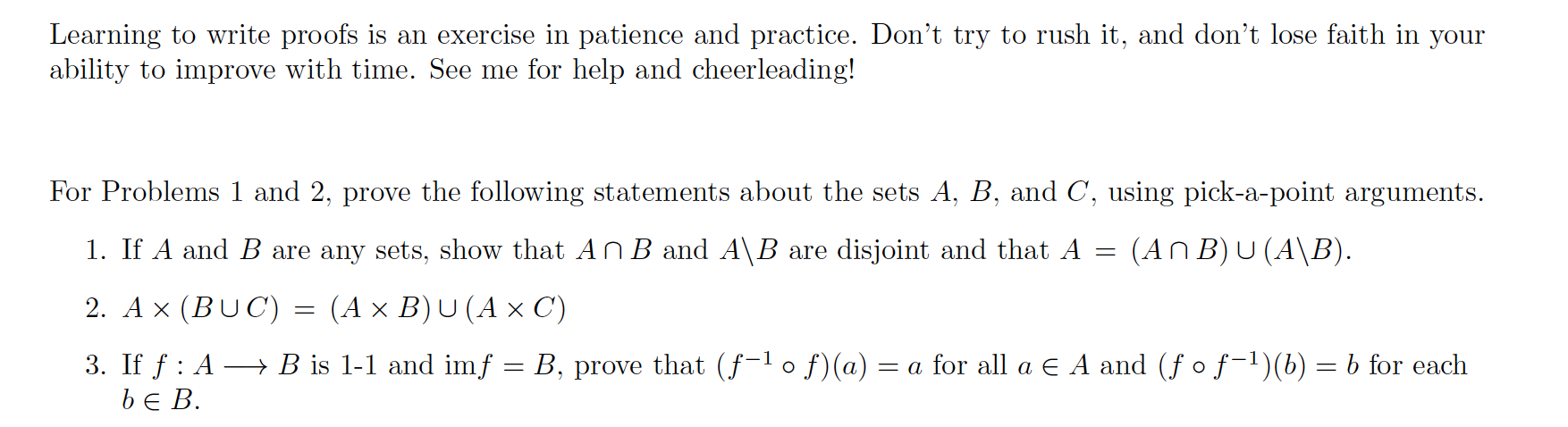 Solved Learning to write proofs is an exercise in patience | Chegg.com
