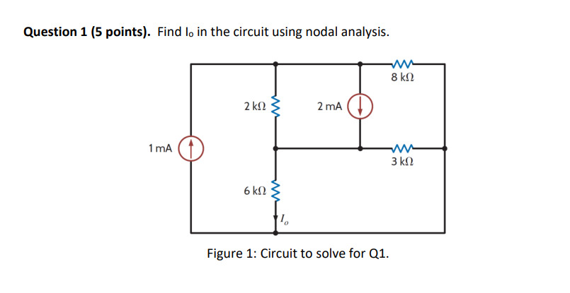 Solved Question 1 (5 points). Find Io in the circuit using | Chegg.com