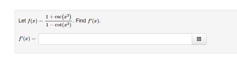 Solved Let f(x)=1−cot(x2)1+csc(x2) f′(x)=Find an equation of | Chegg.com