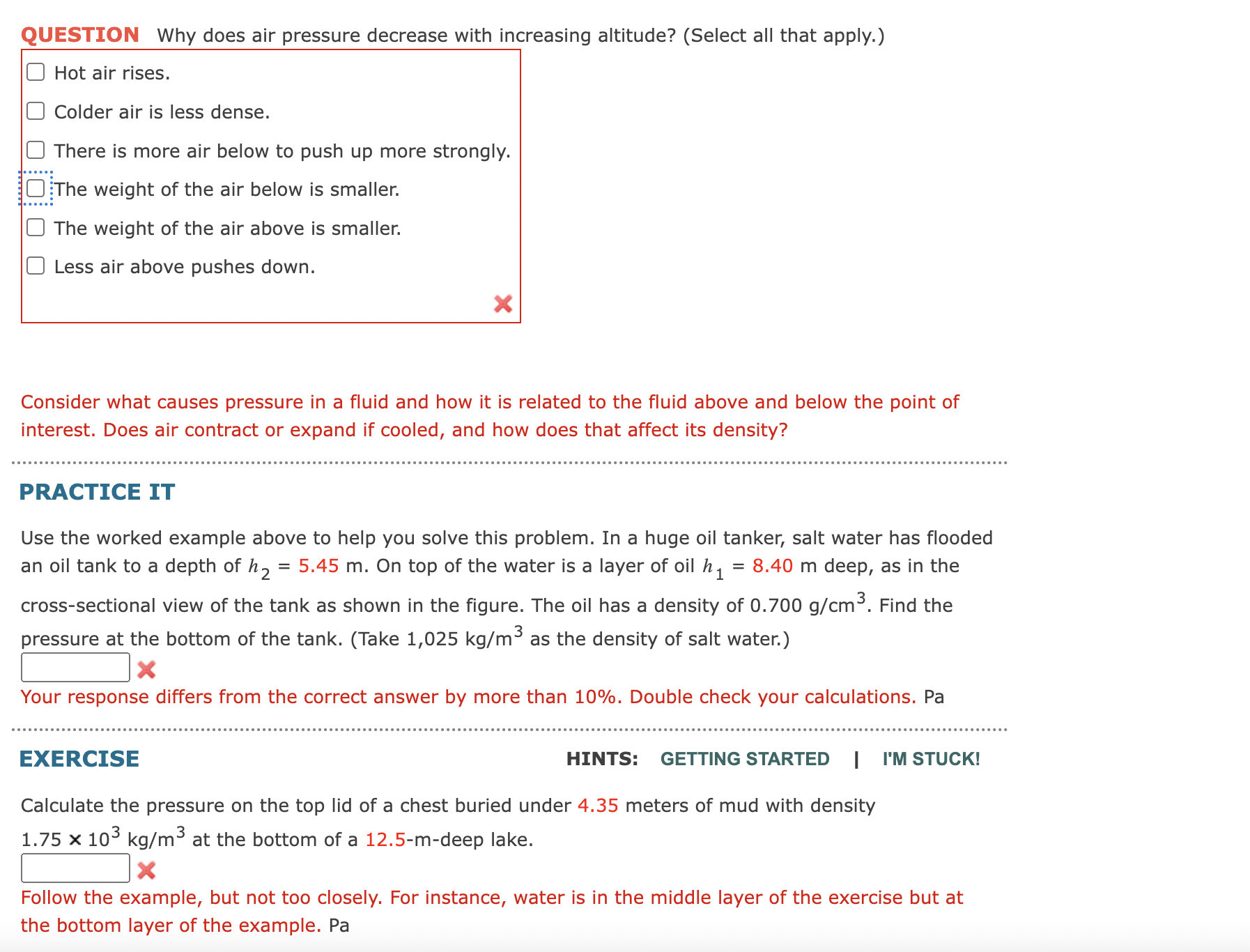 Solved QUESTION Why does air pressure decrease with | Chegg.com