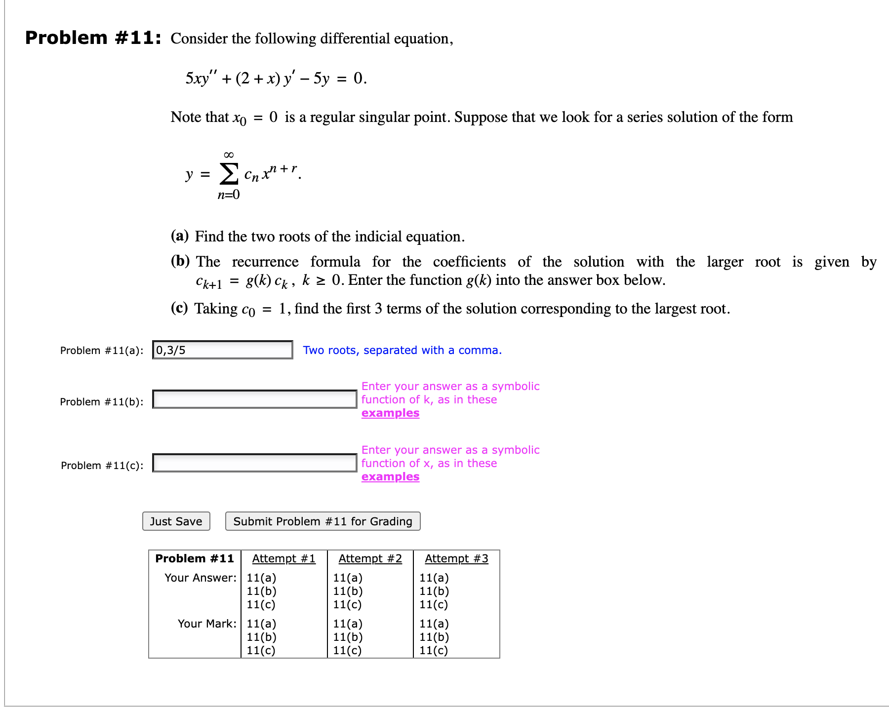 Solved Problem # 11: Consider the following differential | Chegg.com
