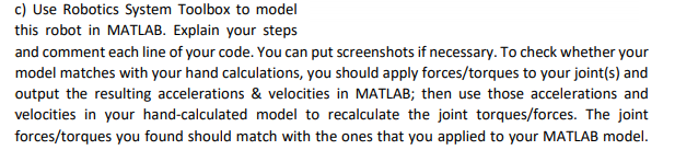 Solved Joint 2 A. B Joint 1 c) Use Robotics System Toolbox | Chegg.com