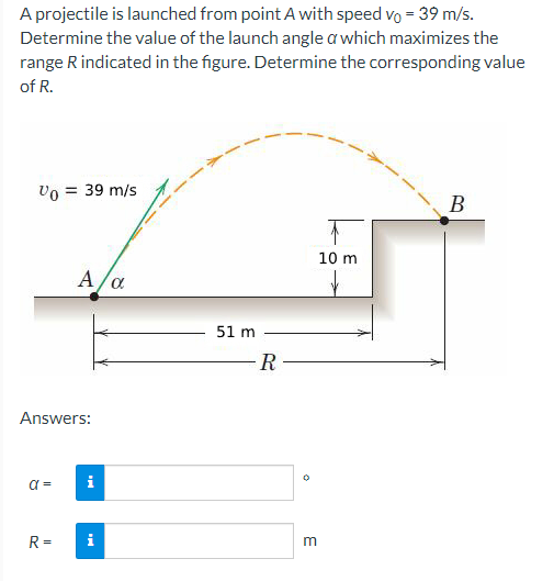 Solved A projectile is launched from point A with speed | Chegg.com