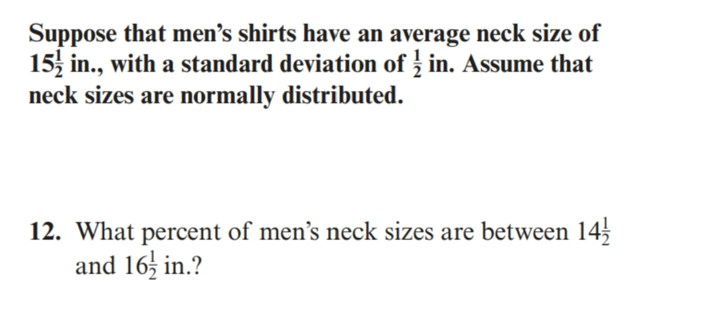 Solved Suppose that men's shirts have an average neck size | Chegg.com