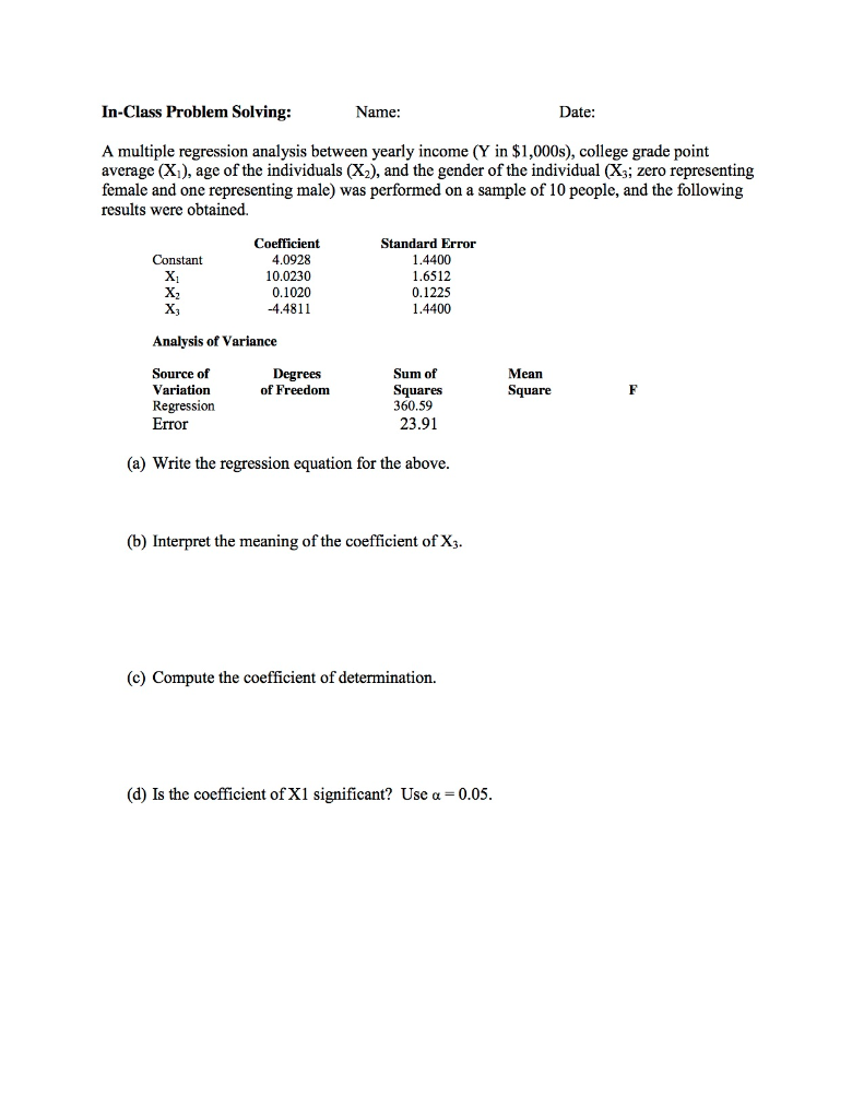 Solved In-Class Problem Solving: Name: Date: A multiple | Chegg.com
