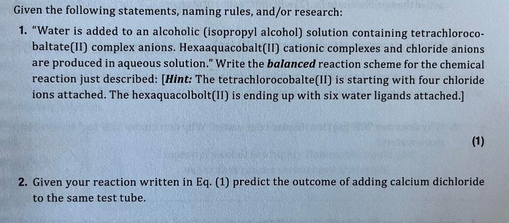 Solved Given the following statements, naming rules, and/or | Chegg.com