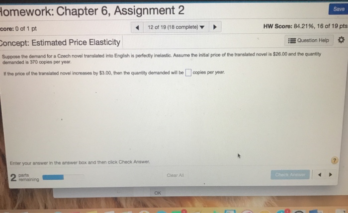 Solved omework: Chapter 6, Assignment 2 Save 12 of 19 (18 | Chegg.com