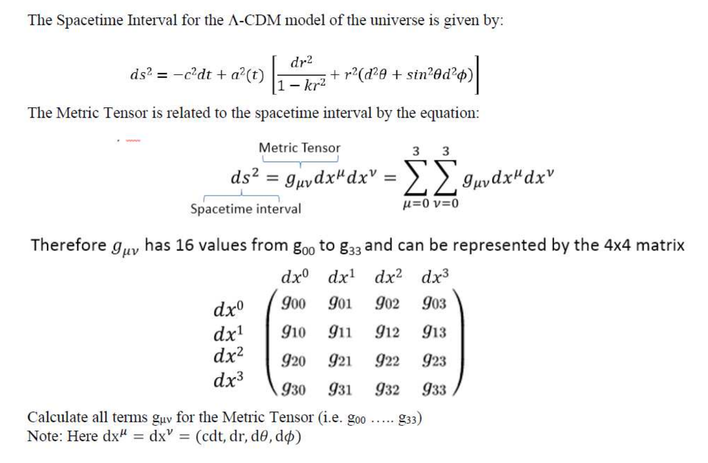 Solved The Spacetime Interval for the Λ-CDM model of the | Chegg.com