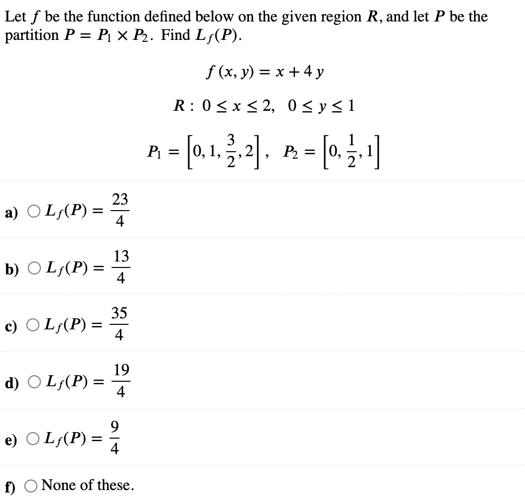 Solved Let f be the function defined below on the given | Chegg.com