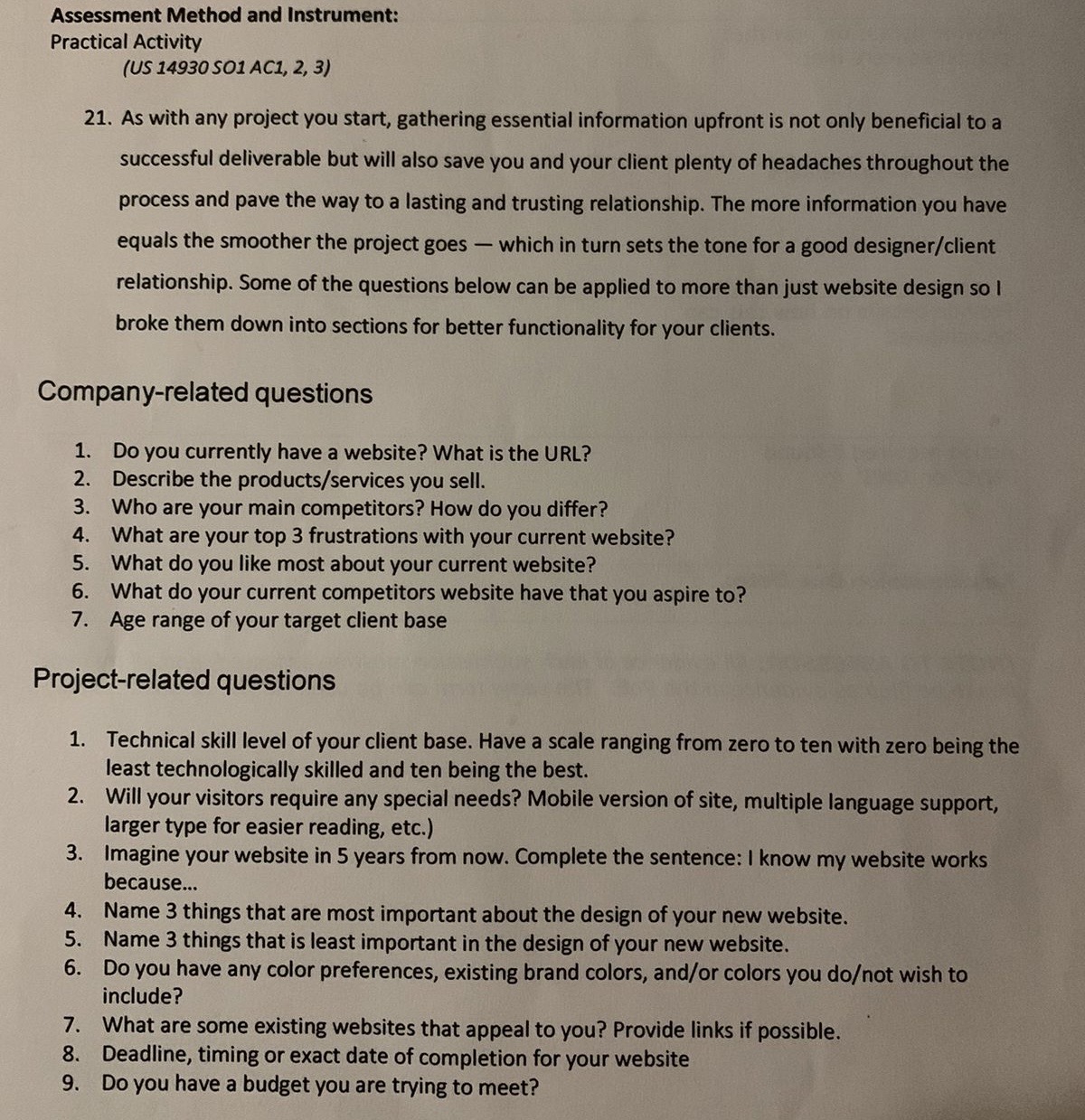 Solved Assessment Method and Instrument:Practical | Chegg.com